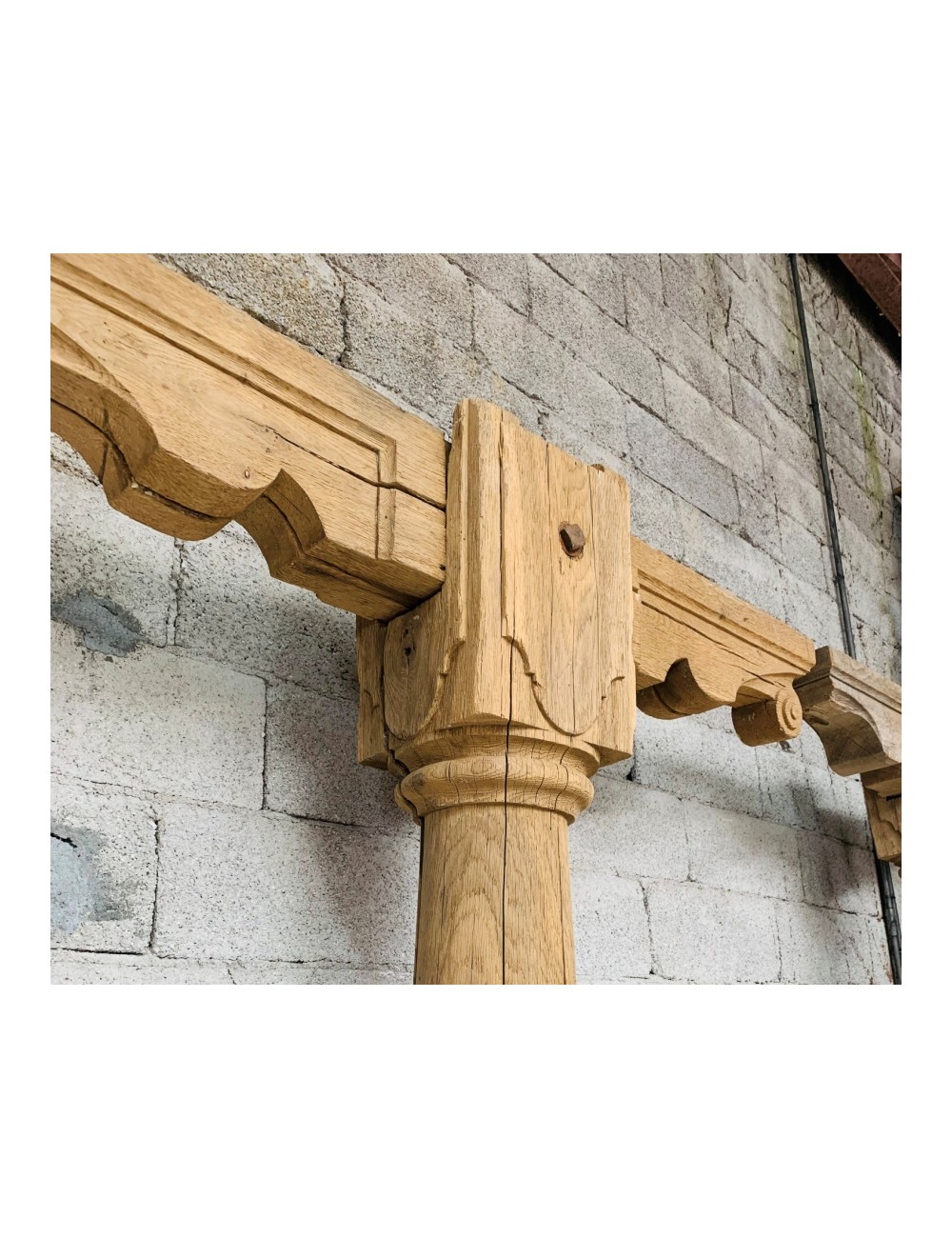 Ensemble de 4 Colonnes en Chêne - 17ème - Architecture Balcon Mezzanine