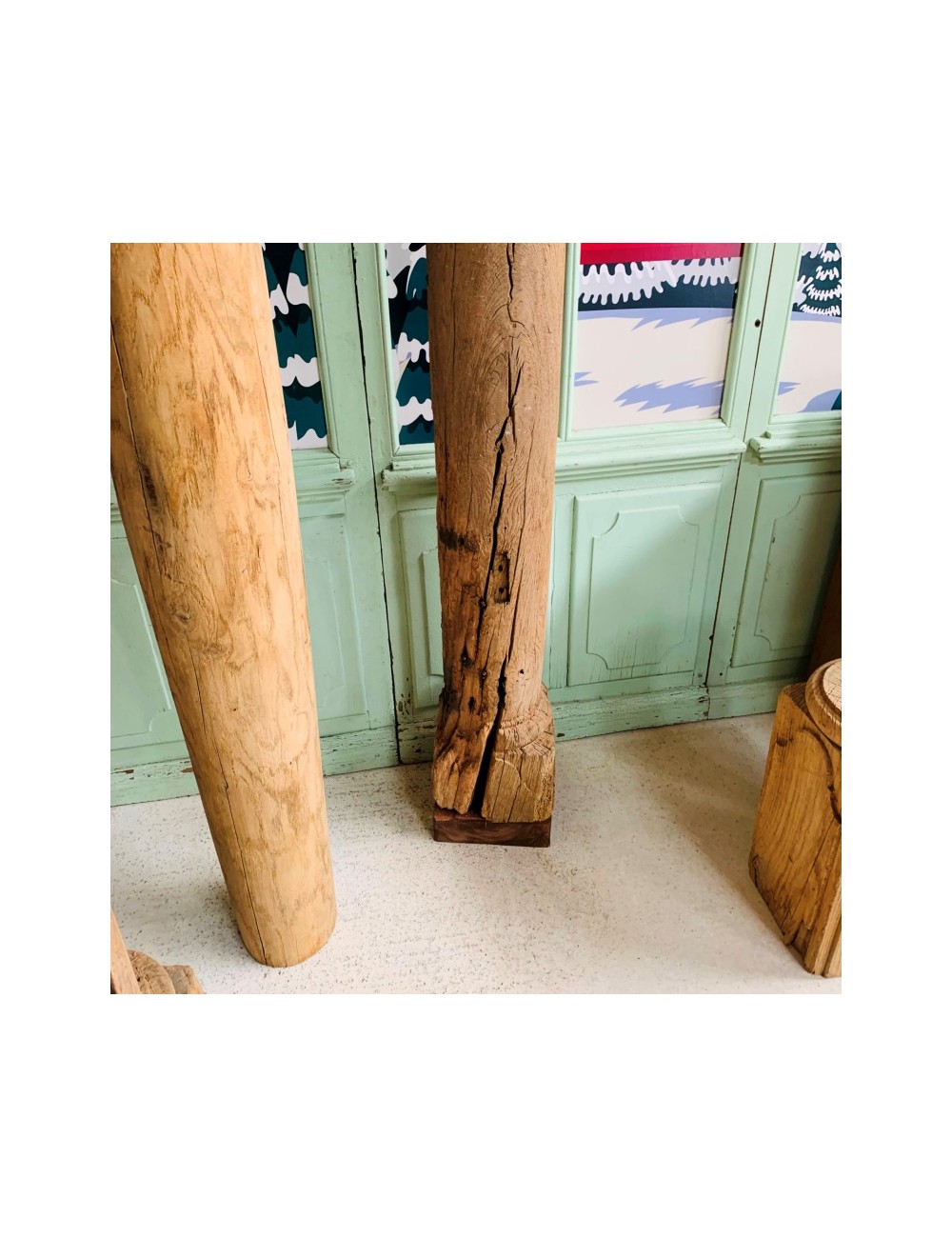 Ensemble de 4 Colonnes en Chêne - 17ème - Architecture Balcon Mezzanine